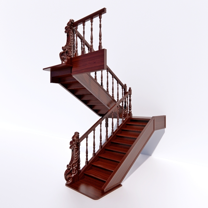 Classic Wooden Staircase free 3D model - .gsm .obj .3ds .max #e99c8d67