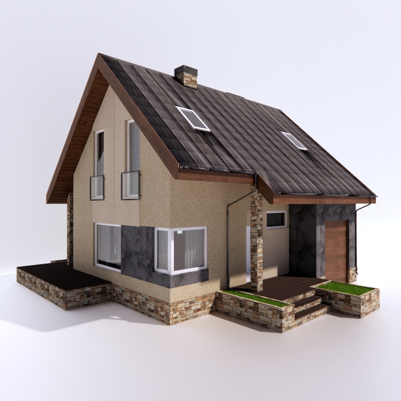 European House free 3D model - .gsm .obj .3ds .max #6064105c