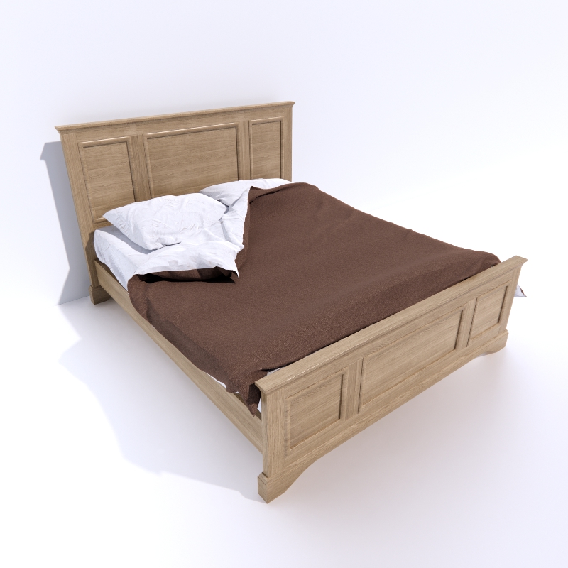 Oak Wood Classic Bed free 3D model — Beds, Nightstands, Bedside Tables ...